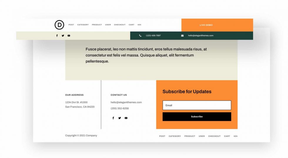 Headers and Footers | Just another Elegant Themes Examples 2021 Sites site